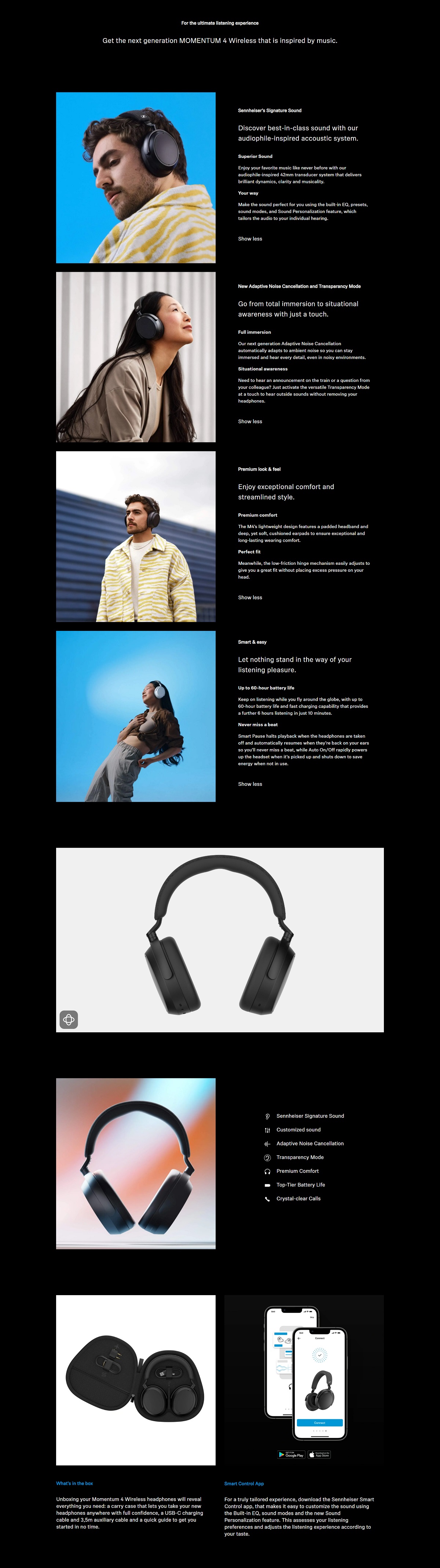 Sennheiser Momentum 4 Wireless Headphones (Black Sennheiser Momentum 4 Wireless Headphones (Black